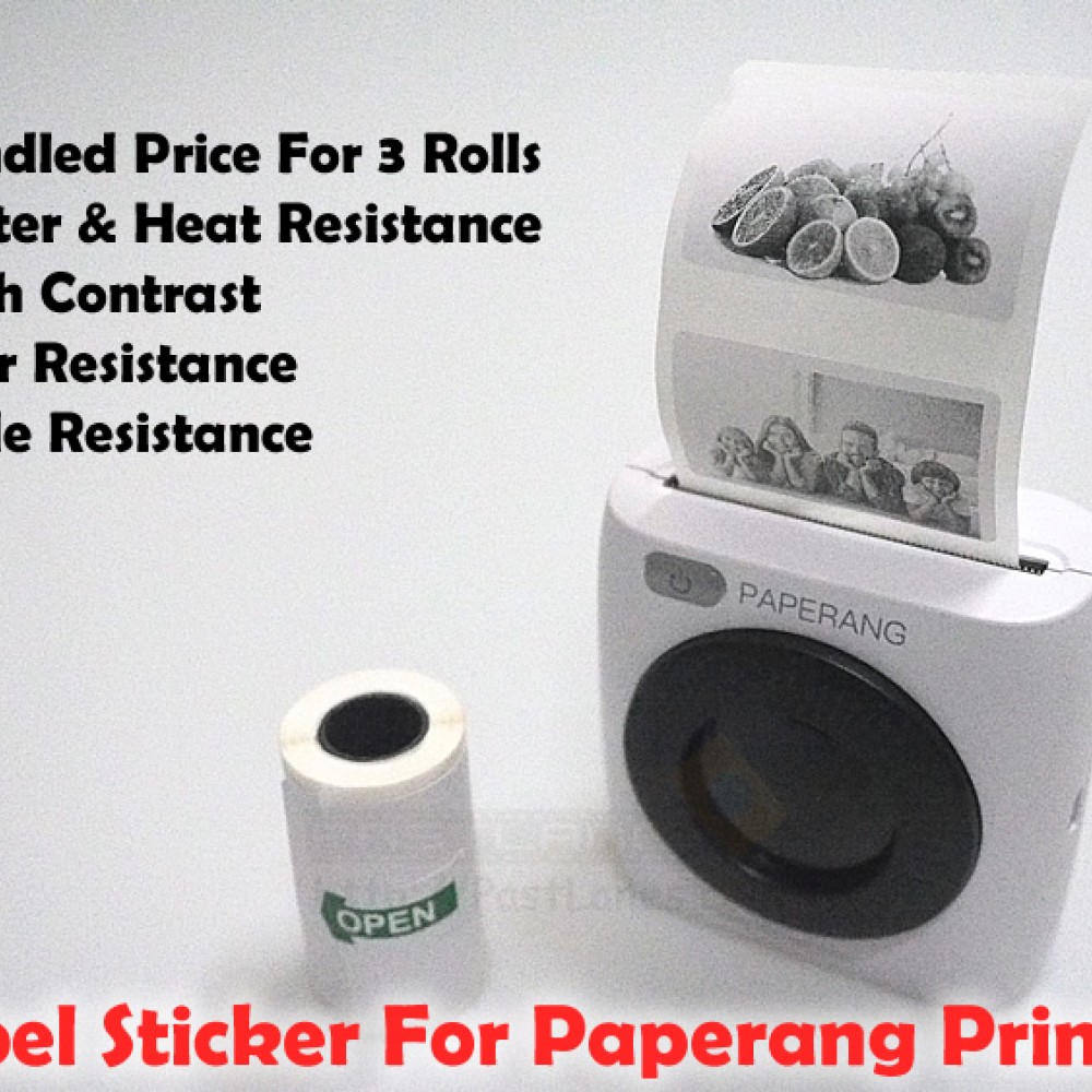 Premium Label Sticker Thermal Paper (3 Rolls) For Paperang / Comicam ...